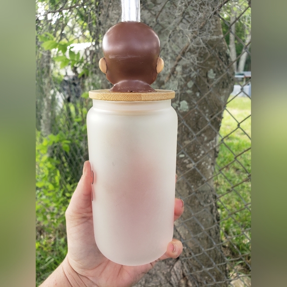 Handmade | Dining | 6 Oz Custom Curious George Frosted Glass Can ...